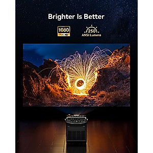 Outdoor Projector, Emotn H1 Portable Projector with Rechargeable Battery, Native 1080P HD Mini Projector with WiFi and Bluetooth, 250 ANSI Lumen 240" Display Movie Projector for Home Theater