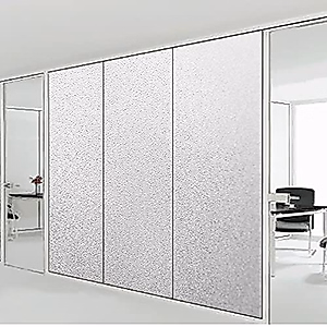 Frosted Stripe Cling Window Film, Removable Glass Door Privacy Film, Non-Adhesive Static Cling Window Film, Window Frosting Film, Peel and Stick Covering Frost Sticker for Bathroom (A)