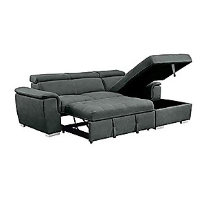 Homelegance Ferriday 98" x 66" Sectional Sleeper with Storage, Gray