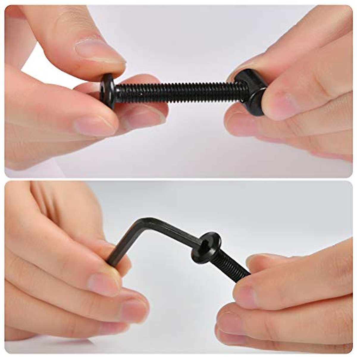 Baby Bed Crib Screws Hardware Replacement Kit, QLOUNI 50Pcs Hex Drive Socket Cap Screws, M6x40mm/ 50mm/ 60mm/ 70mm/ 80mm Barrel Nuts Assortment Kit for Beds Headboards Chairs Furniture (Black)