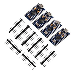 AITRIP 4PCS Pro Micro Atmega32U4 5V 16MHz Bootloadered IDE Micro USB Pro Micro Development Board Microcontroller Compatible with Pro Micro Serial Connection with Pin Header