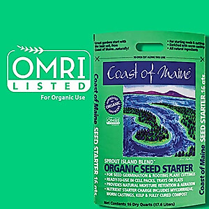Coast of Maine Sprout Island Organic Seed Starter with All Natural Ingredients for Root Plant Cuttings and Seed Germination, 16 Quarts