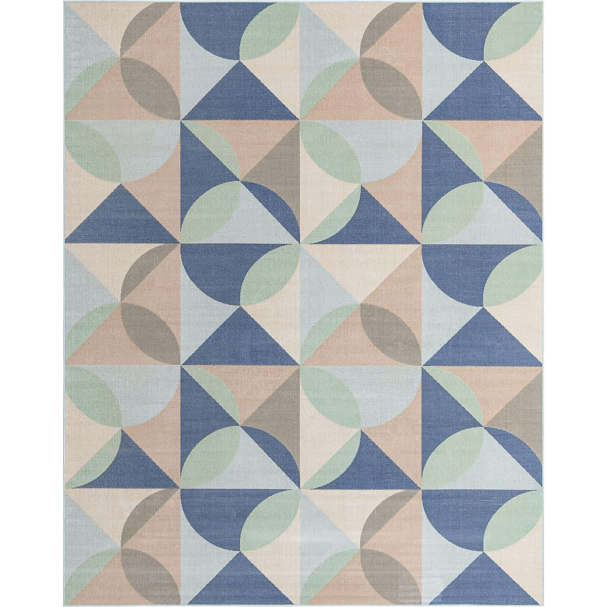 Unique Loom Lotus Collection Area Rug - King (8' x 10', Blue/ Light Blue)