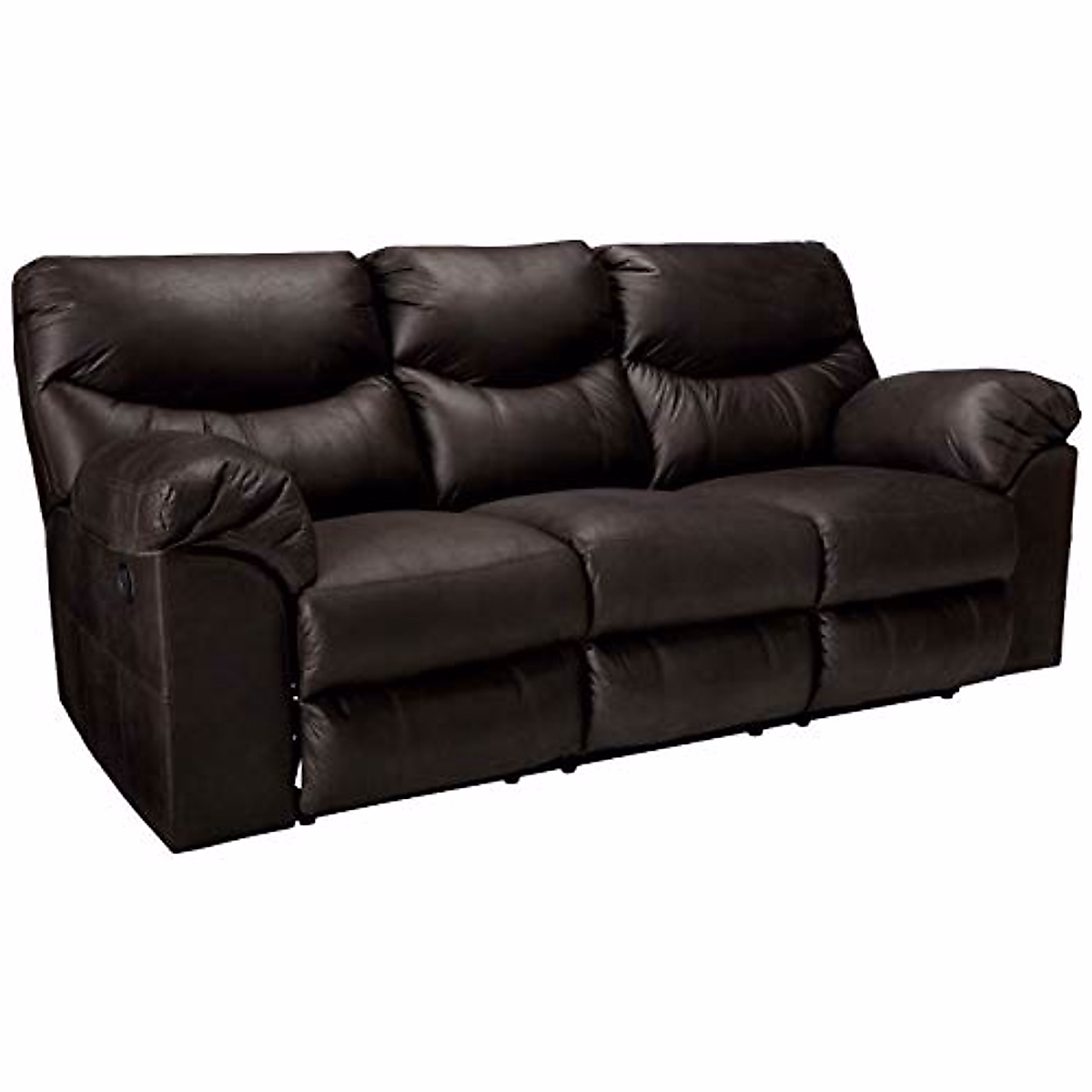 Signature Design by Ashley Boxberg Oversized Faux Leather Manual Pull Tab Reclining Sofa, Dark Brown