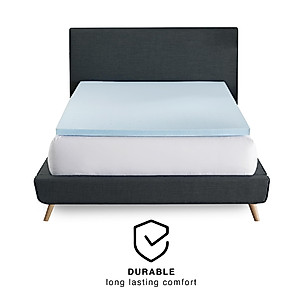 Bodipedic 3 Inch Memory Foam Mattress Topper, Gel Infused Mattress Topper, Ventilated Design, CertiPUR-US Certified Foam, Blue