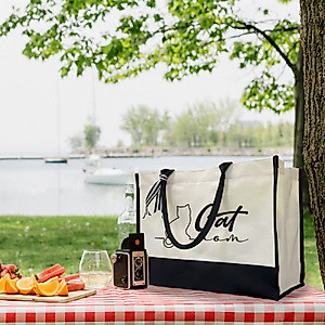 Aplata Canvas Tote Bag for Women,Beach Bag,Cat Gifts for Cat Lovers,Bride Tote Bag, Bridal Shower Gifts,Bridesmaid Gifts,Cat Lover Gifts for Women