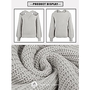 WLLW Womens Cross V Neck Sweaters Cold Shoulder Long Sleeve Casual Knit Pullover Halter Sweaters