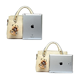 RainboSee 4pcs Set Handbags for Women Fashion Top Handle Shoulder Bag Hobo Shopper Satchels Card Holder Tote Purses Beige