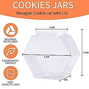CAGSIG Candy jars with lids 8 Pack Plastic Candy Jars with Lid, Hexagon Candy Jars Cookie Jars for Kitchen, Clear Candy Containers for Snacks, Candy, Cookie, Dog Treats, Craft and Sewing Supplies, Coffee Pod, Laundry Pod ( 30 OZ)