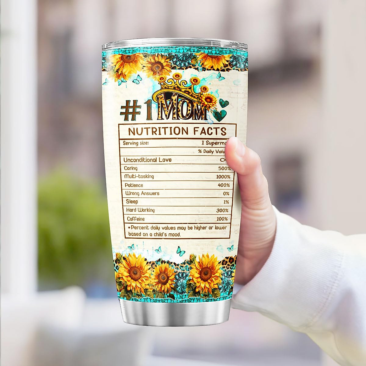 JENOIS Leopard Mothers Women Tumblers Mama For Ever Mother Print Coffee Day Best Cheetah Cups Sunflower Funny, Mom Gifts, Tumbler 20 Oz With Lid And Straw, 1 Mom Nutrition Facts