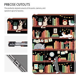Cutebricase iPad 10.2 Case for iPad 9th Generation 2021, iPad 8th Generation Case 2020, iPad 7th Generation Case 2019,iPad Case 9th Gen Multi-Angle View Adjustable Stand Auto Wake/Sleep, Bookshelf Cat
