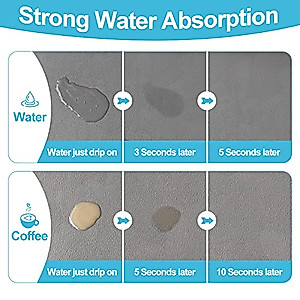 Dish Drying Mat for Kitchen Counter, 24"x16" Dish Drying Pad with Non-slip Rubber Backed, Hide Stain Anti Absorbent for Kitchen Counter, Drying Mat for Coffee Machine Dish Rack