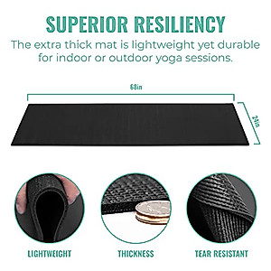 Upward Fit 20 Pack Bulk Classic Yoga Mats with Carrying Straps, Bundle Exercise Mats for Fitness, Stretching, or Workout, 68 x 24 Inches, 4mm Thick, Gym Mats for Schools and Studios, Black