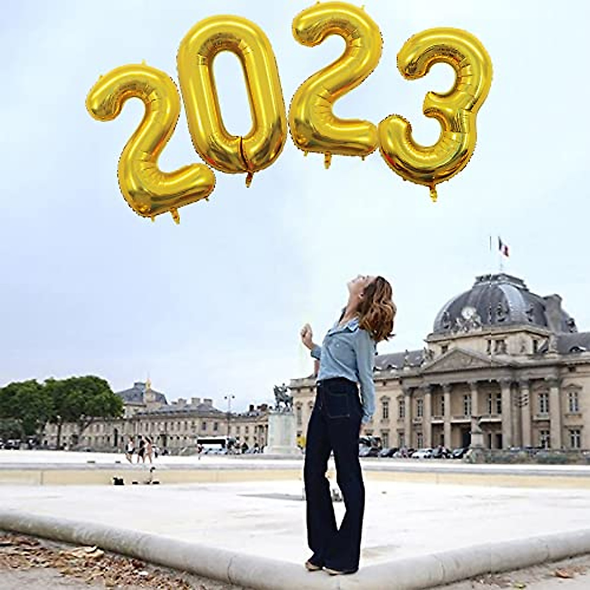 GOER 42 Inch 2023 Gold Foil Number Balloons for 2023 New Year Eve Festival Party Supplies Graduation Decorations