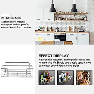 ULTNICE Stainless Steel Floating Wall Shelves Wire Wall Basket Spice Rack Self Adhensive Plant Stand Shower Caddy Hanger for for Home Kitchen Decor Silver 25cm