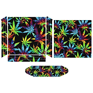 Color Weed Leaf PVC Adhesive Sticker Skin Protector Sticker for PS4 Pro/PS4 Slim Controller for PS4 Pro