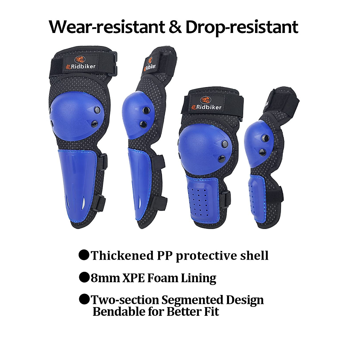 Kids Dirt Bike Gear Chest Protector Motocross Gear Motorcycle Armor Vest Elbow Guard Knee Shin Guard Pads Youth Motorcycle Protective Gear (Blue, S:(Height:39.37"-45.27"))