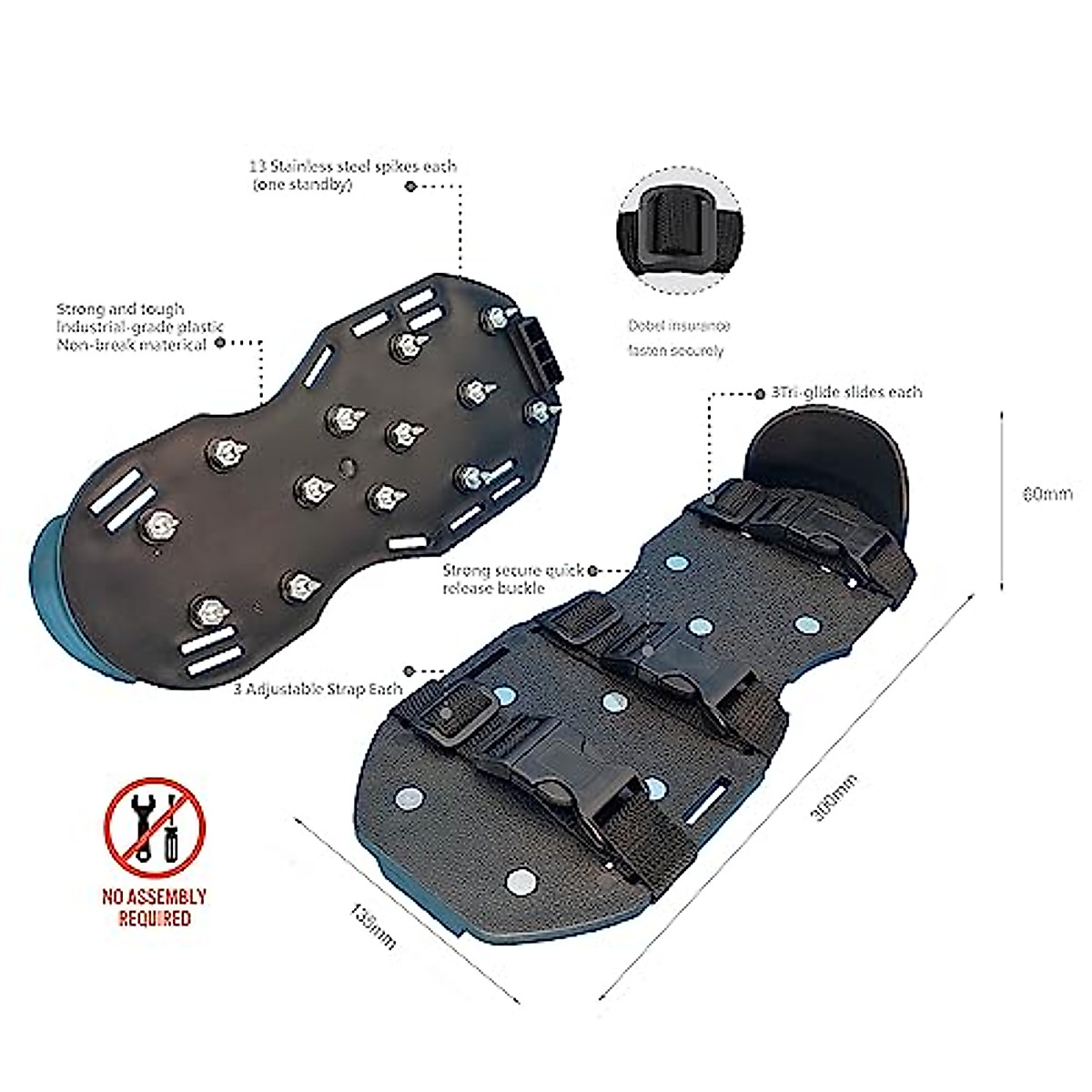 Osaava 48003 Gunite Spiked Shoes For Epoxy Floor Coating NEW Design Plate Epoxy Floor Spiked Shoes with 3/4” Short Spikes Perfect For Cover Installation Full ASSEMBLED (1 Pair)