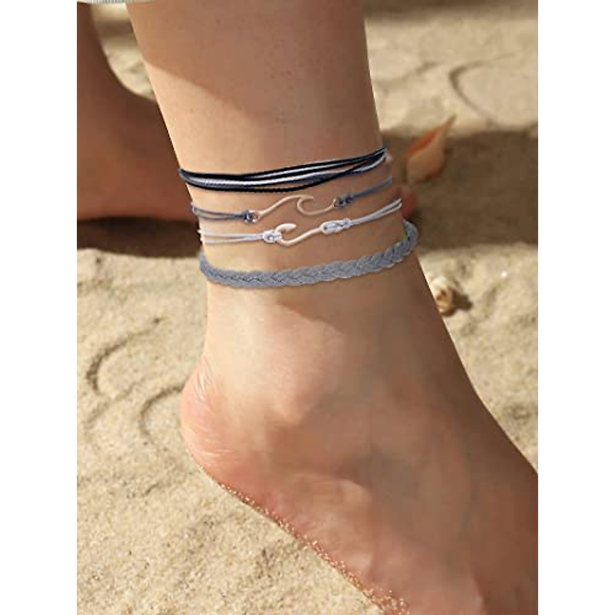 Long tiantian Wave Bracelets for Teen Girls Cute Boho Braided String Beach Ocean Bracelet for Women Summer Jewelry Gift (O)