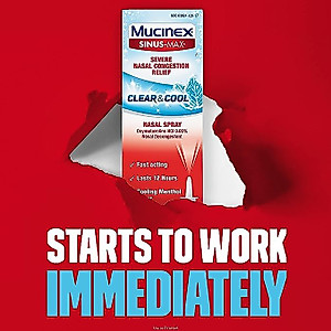 Mucinex Sinus-Max Nasal Spray Clear & Cool, 0.75 oz (Pack of 4) Packaging May Vary
