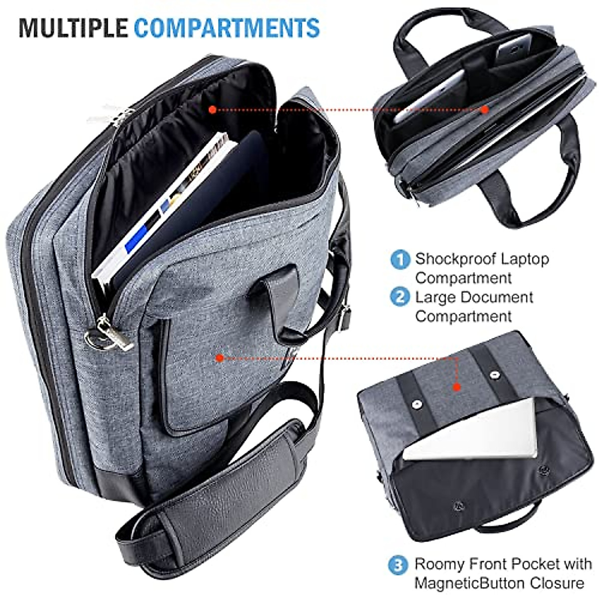 laptop Shoulder Bag Briefcase for Asus VivoBook Pro 17, for Inspiron 17, HP Envy/Pavilion 17, ThinkPad IdeaPad 17.3 Inch