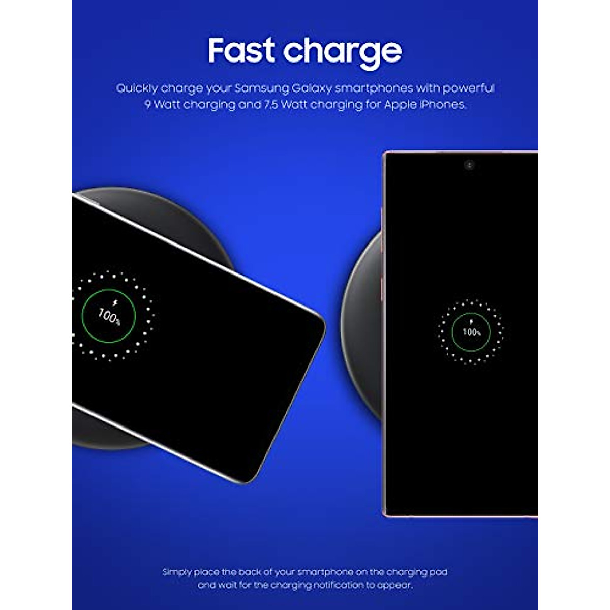 Samsung Qi Certified Fast Charge Wireless Charger Pad (2019 Edition) with Cooling Fan for Galaxy Phones, Watches and Apple Iphone Devices - US Version , Black