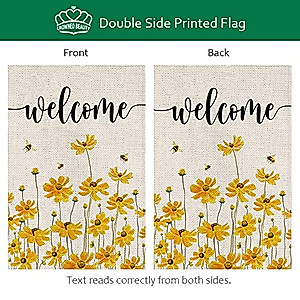 CROWNED BEAUTY Spring Summer Garden Flag Floral Welcome 12×18 Inch Double Sided Outside Vertical Holiday Yard Décor