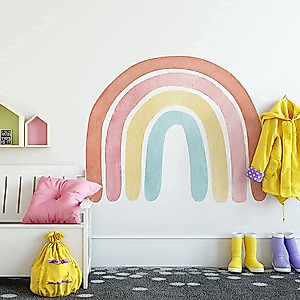 CozyDecor Large Rainbow Wall Decals for Girls Bedroom Kids Room Decor, Big Peel and Stick Wallpaper Rainbow Wall Stickers Mural for Nursery Decorations (27.56 inch W X 22.44 inch H)