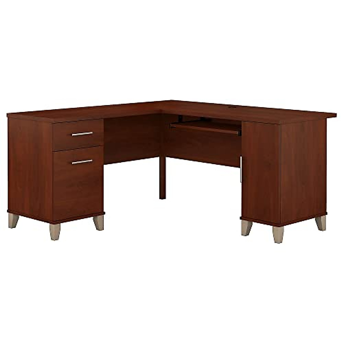 Bush Furniture WC81730 L Shaped Desk with Storage, 60W, Hansen Cherry
