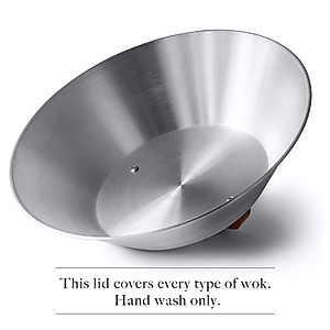 Mammafong Aluminum Wok Cover for 14" Hand Hammered Wok, 13 inch Flat Wok Lid