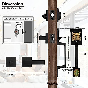 Haidms Black Front Door Handle and Deadbolt Set, Entry Door Handle and Deadbolt Set with Reversible Handle Lever,Front Door Lock Set, Front Door Handles and Locks