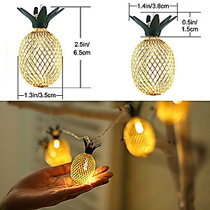 BIMEE Pineapple Solar String Lights 15ft 20 LEDs Waterproof Solar Powered Fairy String Lights Hanging Lights for Outdoor Garden Patio Landscape Home Wedding Birthday Party Decoration (Warm White)