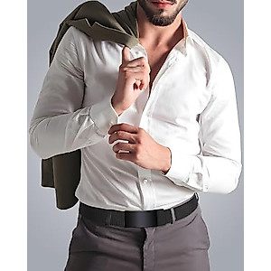 FAIRWIN Men's Ratchet Web Belt,1.25 inch Nylon Web Automatic Slide Buckle Belt - No Holes and Invisible Belt Tail Web Belt for Men (Black, 28-34)