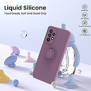 ZIYE Samsung A53 5G Phone Case with Ring Stand Holder Clip Kickstand Skin-Friendly Touch Silicone Case with 360°Rotatable Ring Kickstand Shockproof Fall-Proof Cover - Purple