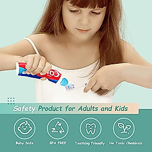 FRSISI Toothpaste Caps with Cleaning Brush,Self Closing Toothpaste Cap Silicone for Kids and Adults,Hygiene Mess Free Toothpaste Cover Dispenser Toothpaste Squeezer for Bathroom(6 Pack)