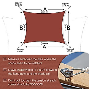 Amagenix Sun Shade Sails Canopy, Rust Red Curved Rectangle Outdoor Shade Canopy 12'X16' Breathable 95% UV Block Canopy for Outdoor Patio Garden Backyard (We Make Custom Size)
