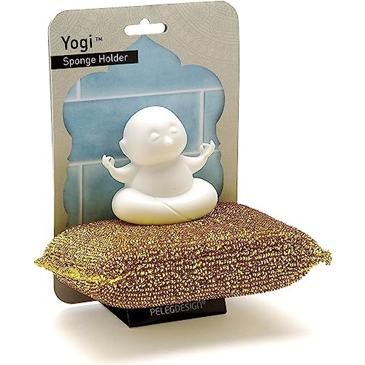 PELEG DESIGN Yogi Sponge Holder, Cute Plastic Sponge Holder for Kitchen Sink with Suction Cup,Dish Sponge Caddy Holder,Dries All Types of Sponges - Sponge Included