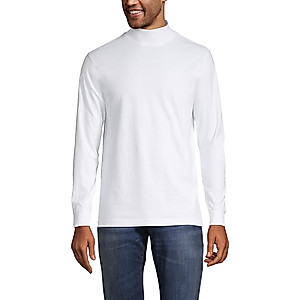 Lands' End Mens Long Sleeve Super-T Mockneck White Regular Medium
