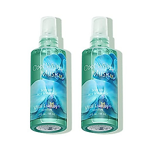 Vital Luxury Body Mist Set, Travel Size Spray Bottle, Long Lasting Perfume Gift Sets, Fragrance Mist for Men & Women, Cool White Musk, Pack Of 2, 3 Fl Oz Each