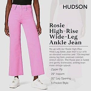 HUDSON Women's Rosie High Rise Wide Leg Ankle Jean, Fuchsia Pink Clean
