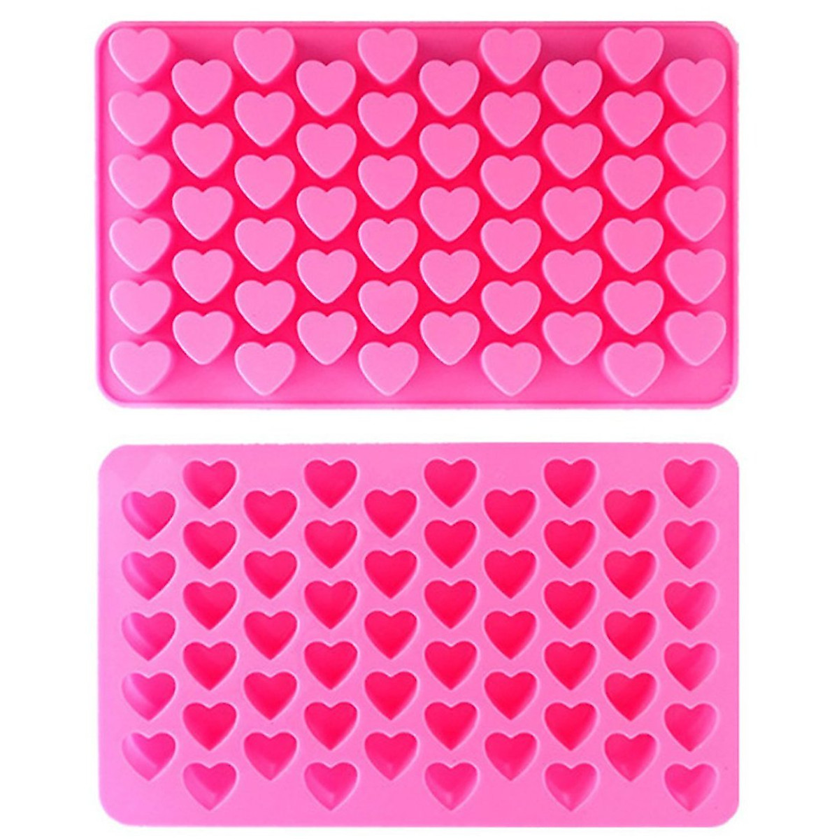 Silicone Mini Heart 55-Cavity Molds for Baking, Heart Shape Ice Cube Candy Chocolate Mold, Valentine Candy Molds, Pack of 2