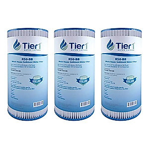 Tier1 50 Micron 10 Inch x 4.5 Inch | 3-Pack Pleated Polyester Whole House Sediment Water Filter Replacement Cartridge | Compatible with Pentek R50-BB, 155053-43, SPC-45-1050, Home Water Filter