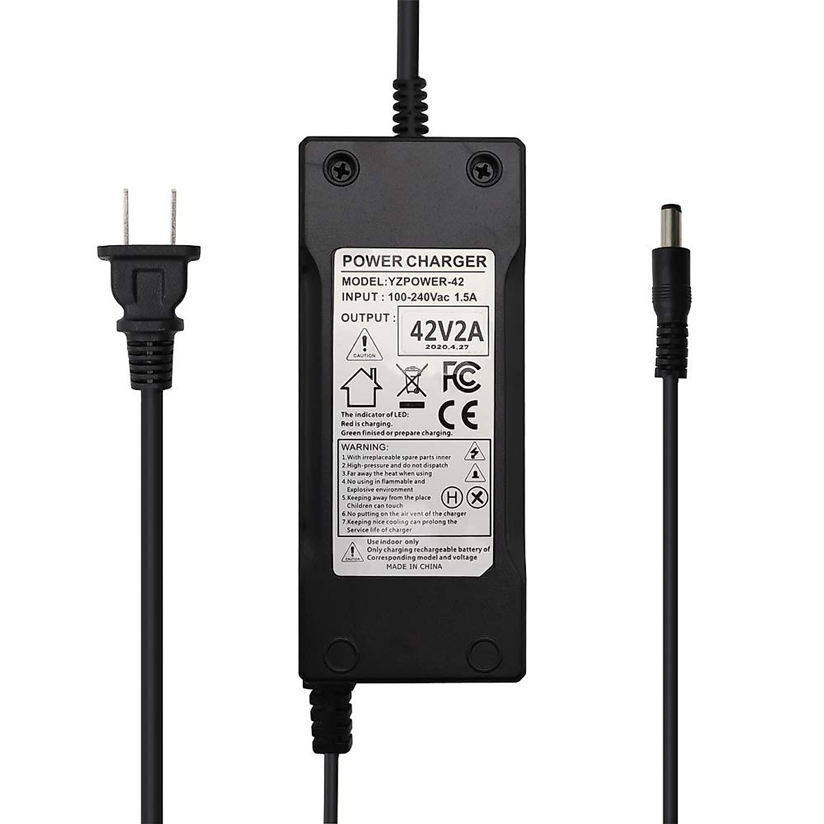 29.4V 4A Power Supply AC Adapter Charger for 24V 7S Lithium Li-ion Battery Pack 5.5x2.1mm DC Plug with a 5.5 * 2.5mm tip