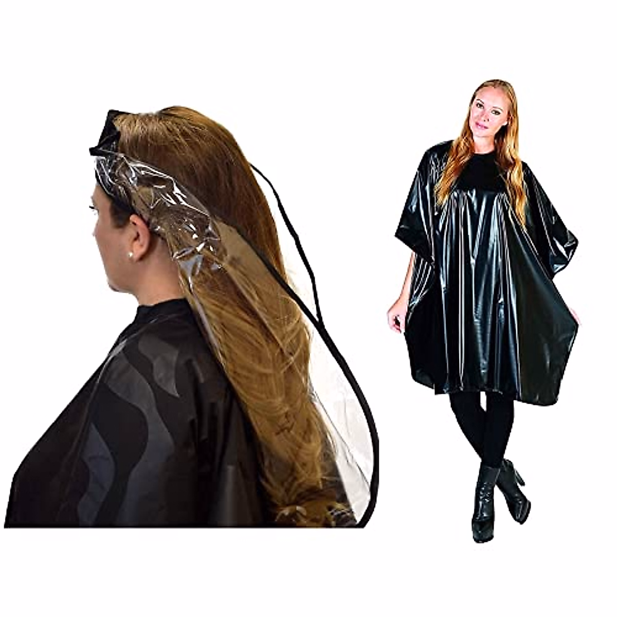 Betty Dain Hair Funnel and Jumbo Shampoo Cape - Use for Upright Position Washing/Shampooing, Waterproof, Stain Resistant Vinyl, Touch-and-Close Fastener, Soft, Nylon Neckband