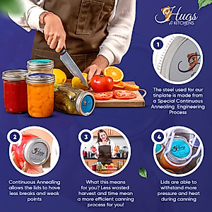 Canning Lids Regular Mouth 100- Buckle Resistant Seal for Ball and Kerr Jars - Multi-Color Mason Lid Set Airtight and Reinforced Tinplate - Jar Lids for Canning