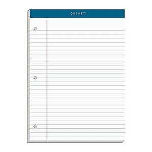 TOPS 63437 Double Docket Ruled Pads, 8 1/2 x 11 3/4, White, 100 Sheets (Pack of 6 Pads)