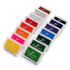 Lsushine Craft Ink Pad Stamps Partner Diy Color,15 Color Craft Ink Pad for Stamps, Paper, Wood Fabric (pack of 15)