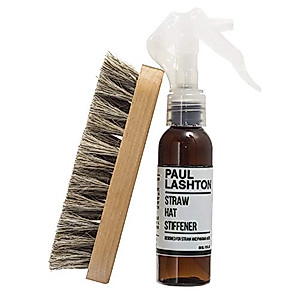 Paul Lashton Stiffener Set with Brush Hat Care Premium Solution Safe on All Materials Designed for Cotton Wool Felt Straw Panama Montecristi Baseball Caps, More Will Not Affect Texture Color Clear