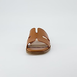 CUSHIONAIRE Women's Voyage slide sandal +Memory Foam, Wide Widths Available, Whiskey 8.5