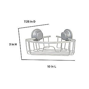 Zenna Home NeverRust PowerGrip Aluminum Suction Corner Basket shower caddy, 1-Shelf